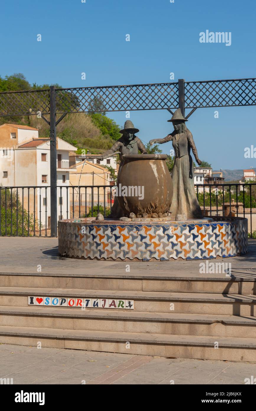 SOPORTUJAR, SPAIN - 16 MAY 202 Witches Fountain, located in Plaza de ...