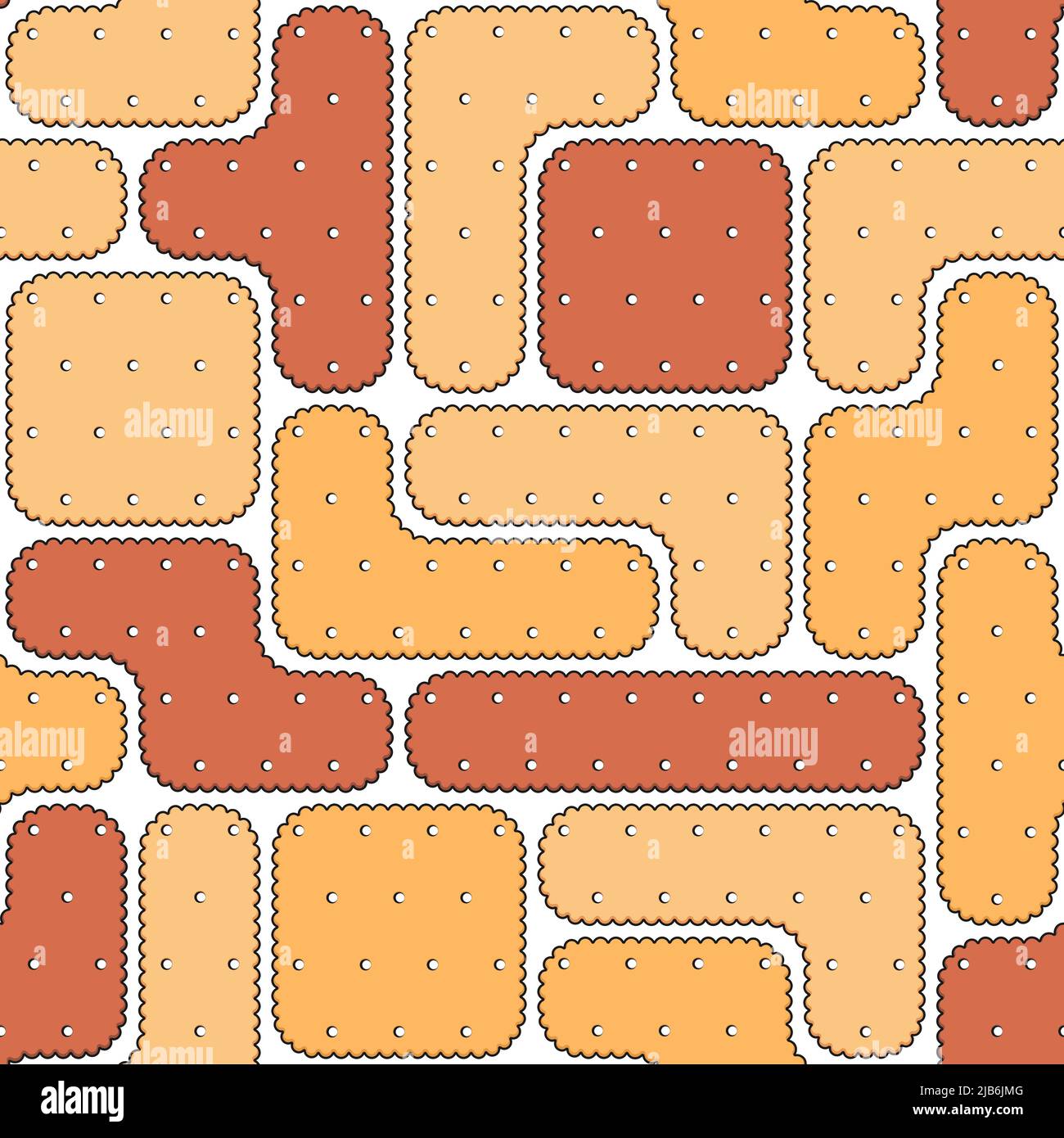 Seamless pattern with puzzles of cookies, crackers. Colored vector ...