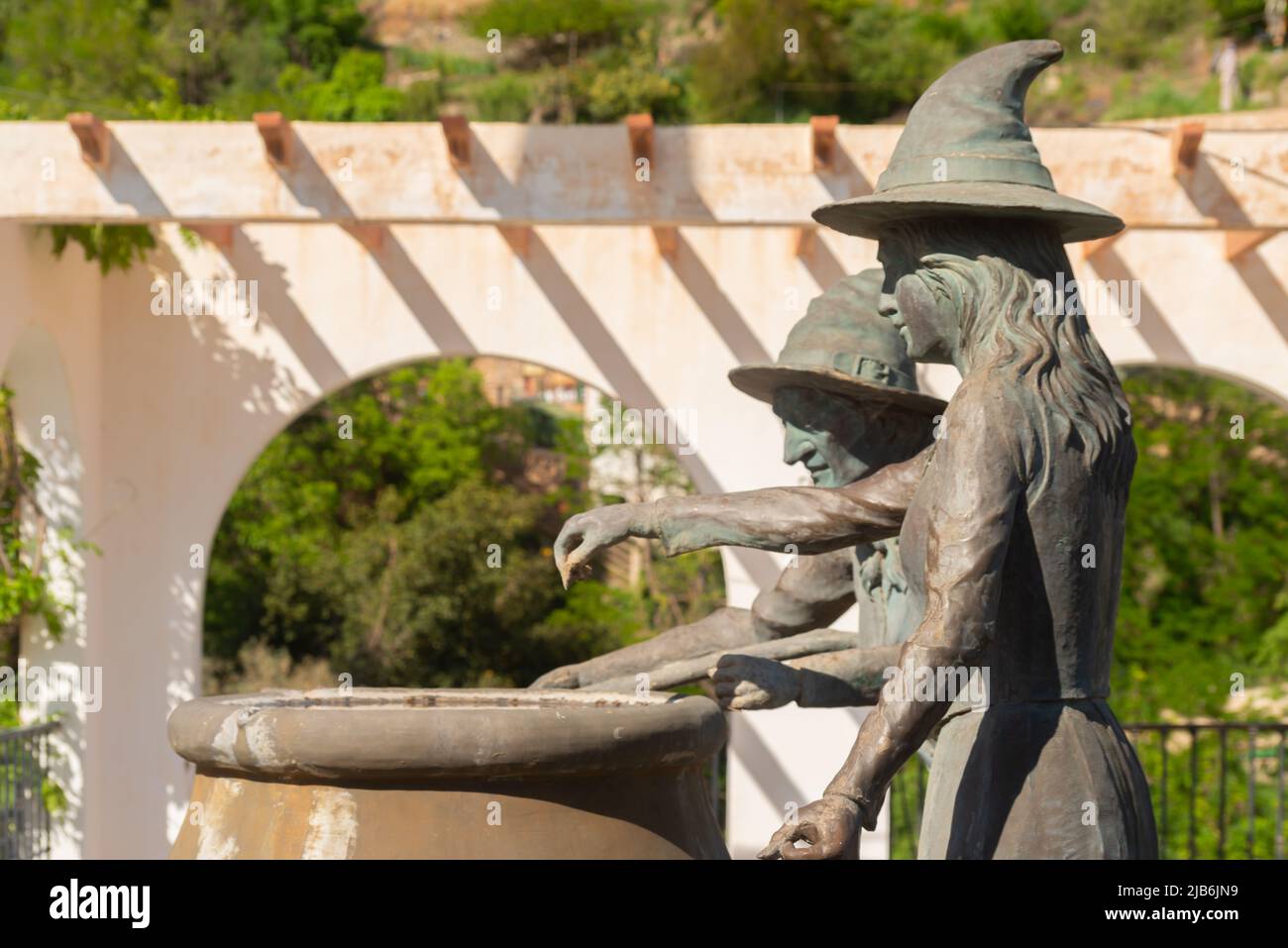 SOPORTUJAR, SPAIN - 16 MAY 202 Witches Fountain, located in Plaza de ...
