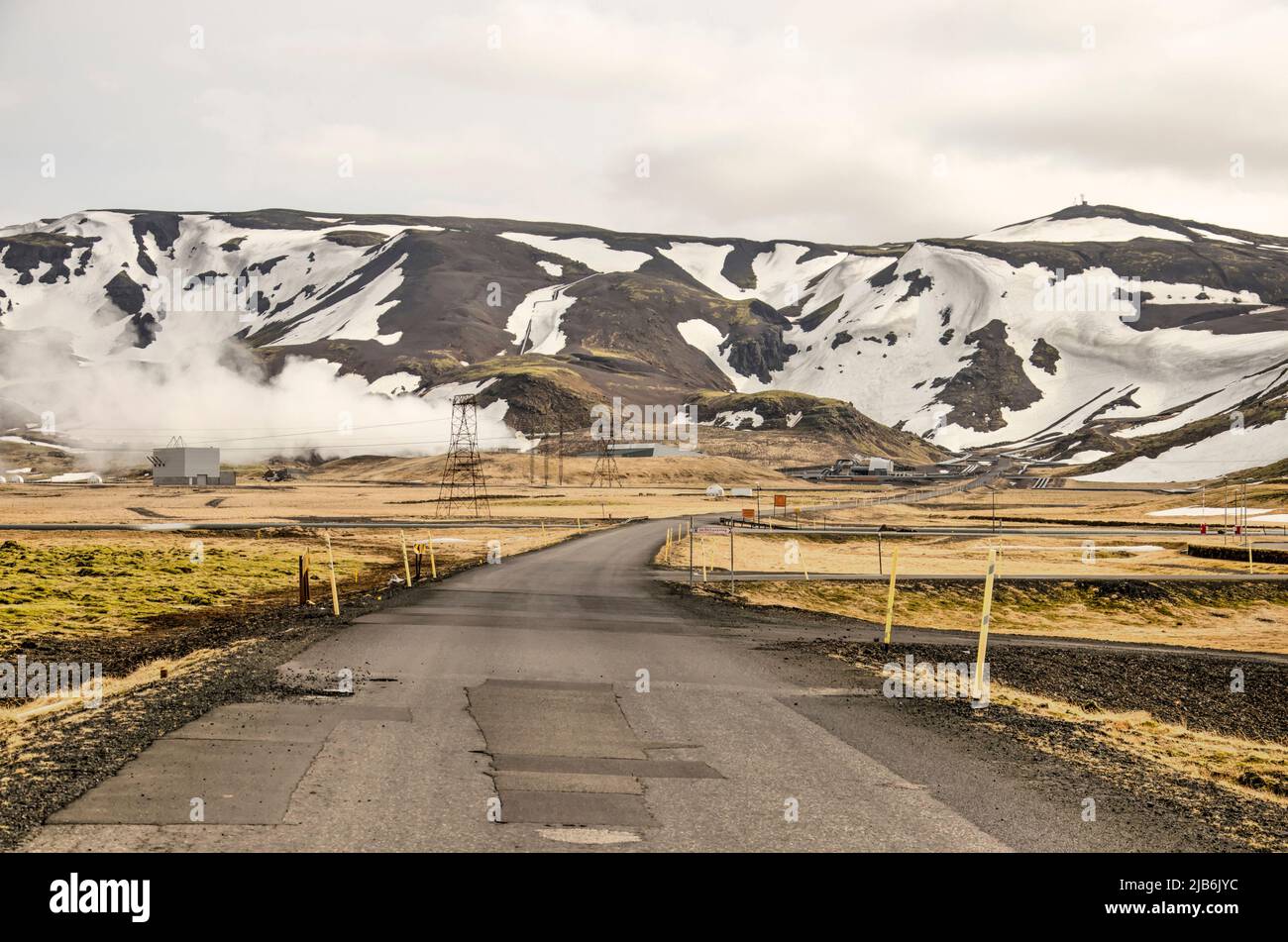 Hengill, Iceland, April 22, 2022: landscape near the Hellisheiði ...