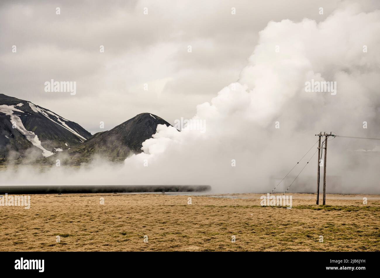 Hengill, Iceland, April 22, 2022: hot steam coming out of the ground in ...