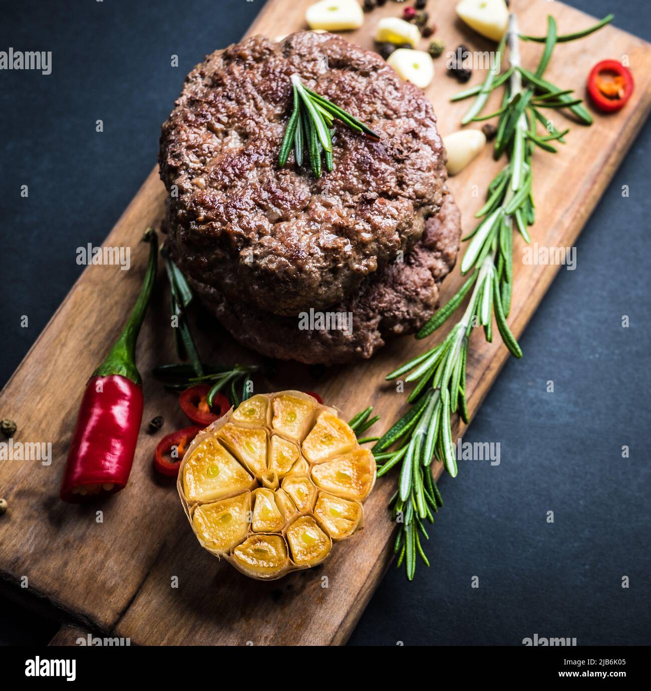 Top view of delicious beef burger Stock Photo - Alamy
