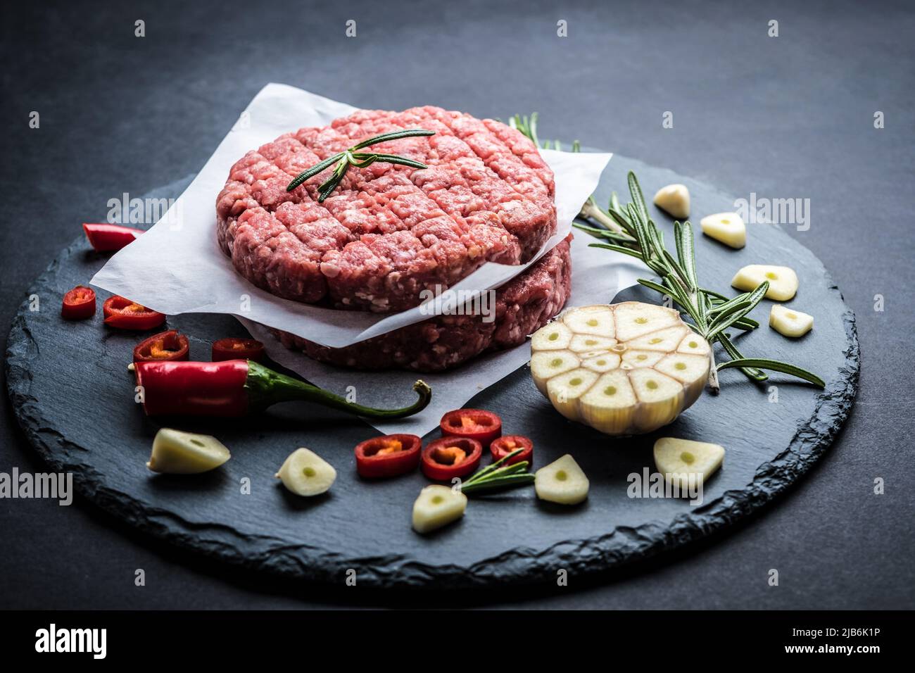 Ground beef meat steak for burger Stock Photo - Alamy
