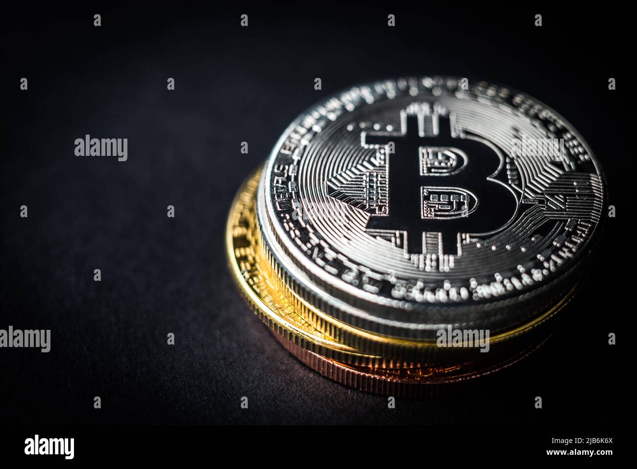Cryptocurrency coins on dark hi-res stock photography and images - Alamy