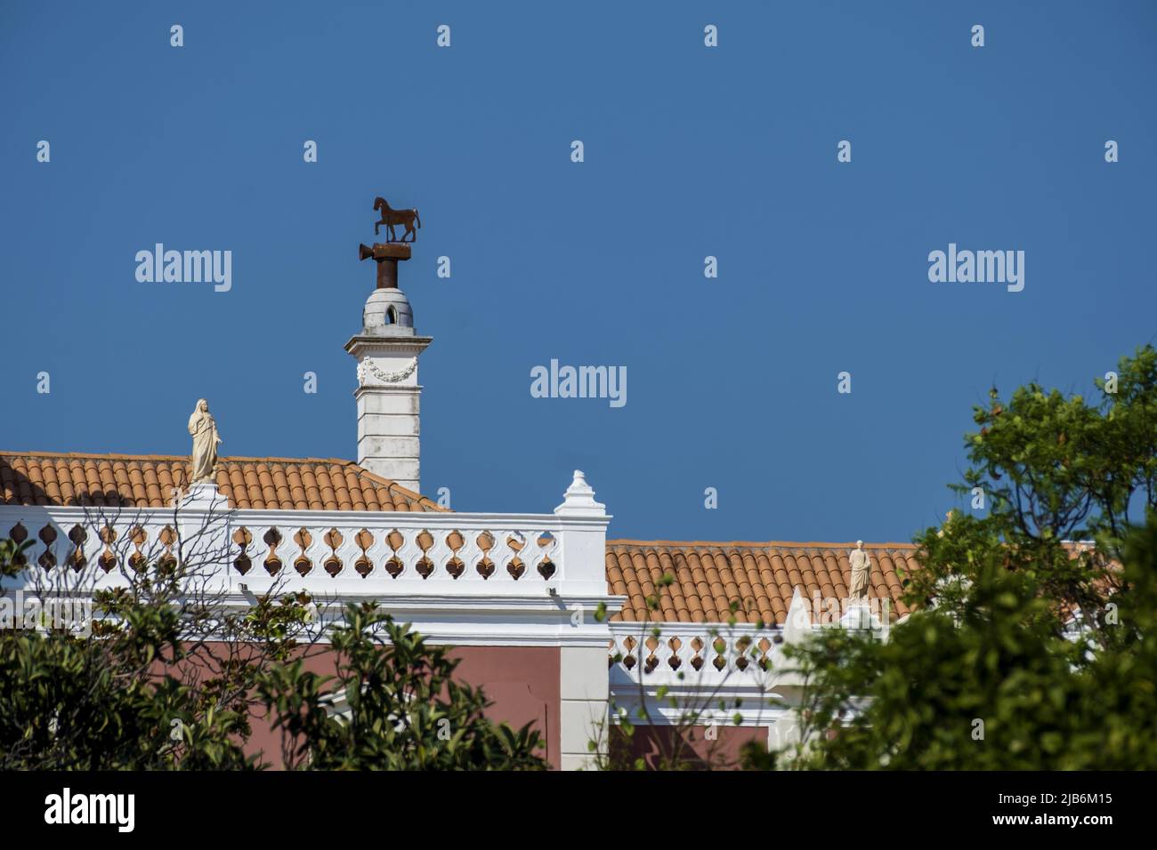 details of a tower and facades of the Estoi palace in Estoi, district ...