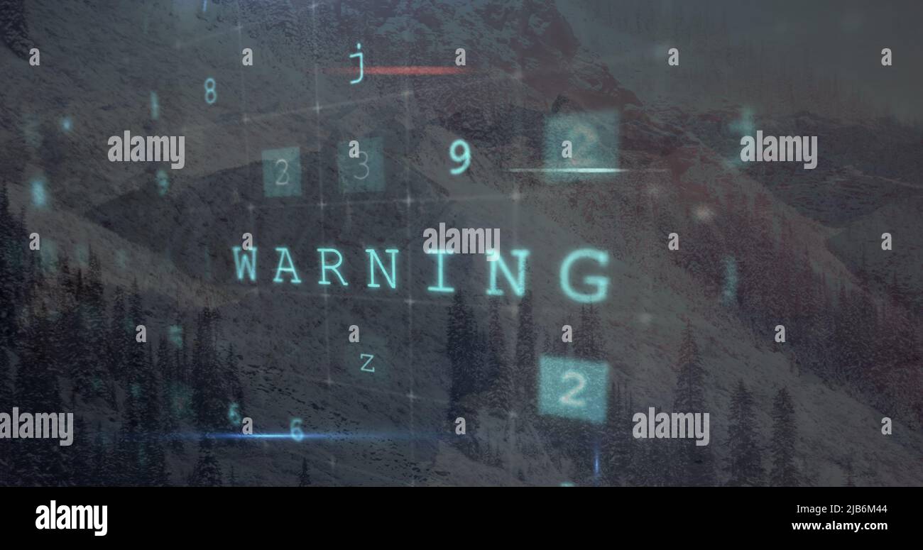 Image of cyber attack warning over landscape Stock Photo - Alamy