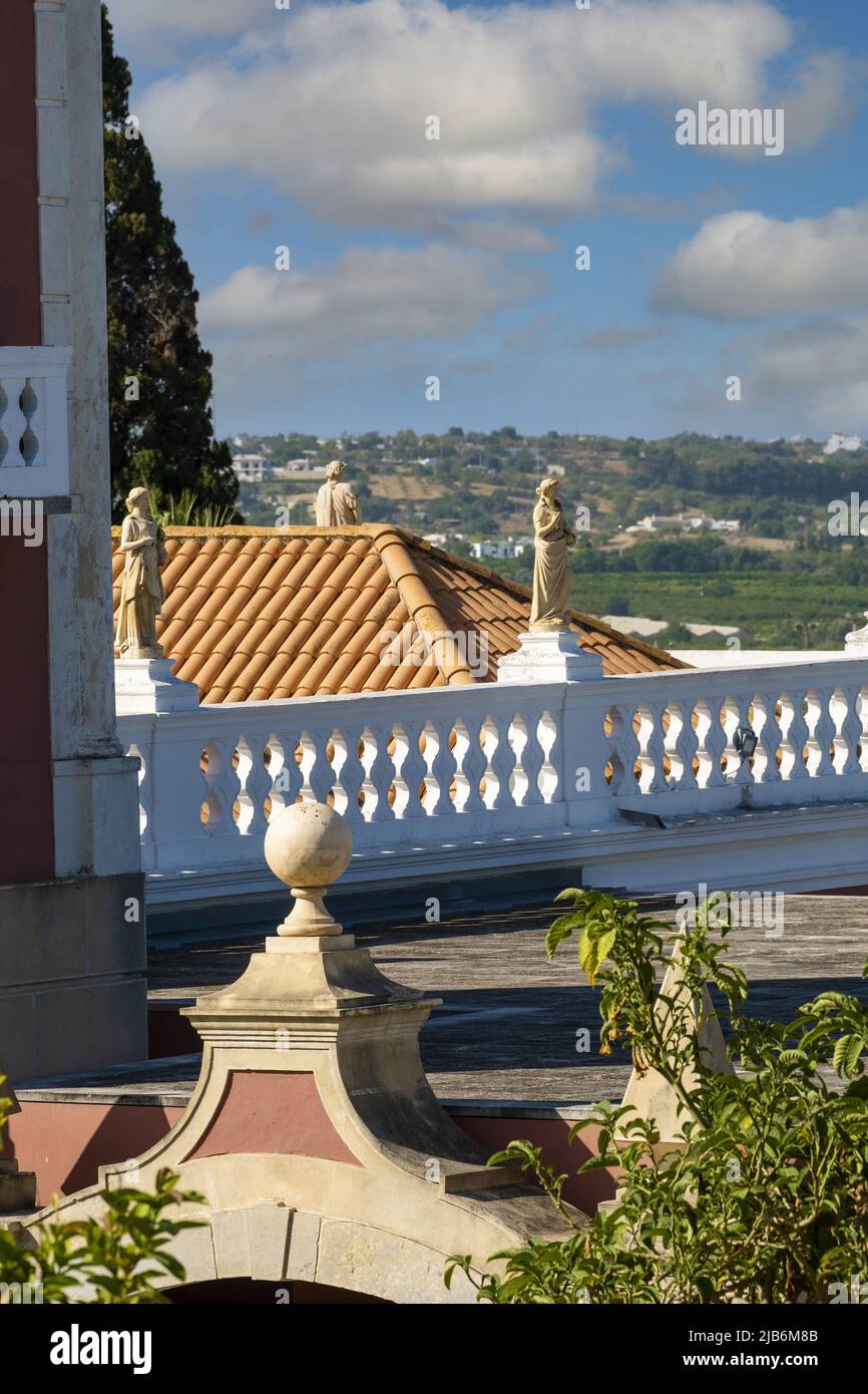 details of a tower and facades of the Estoi palace in Estoi, district ...