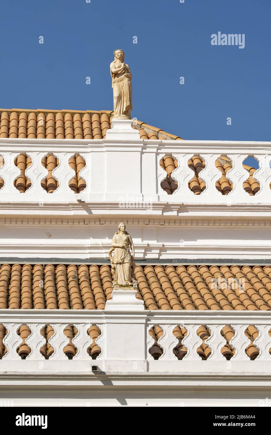 details of a tower and facades of the Estoi palace in Estoi, district ...