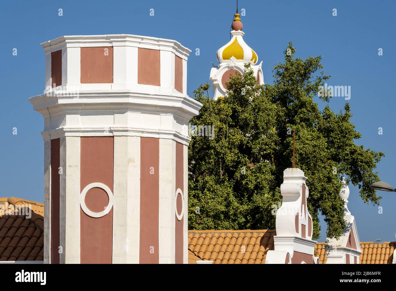 details of a tower and facades of the Estoi palace in Estoi, district ...