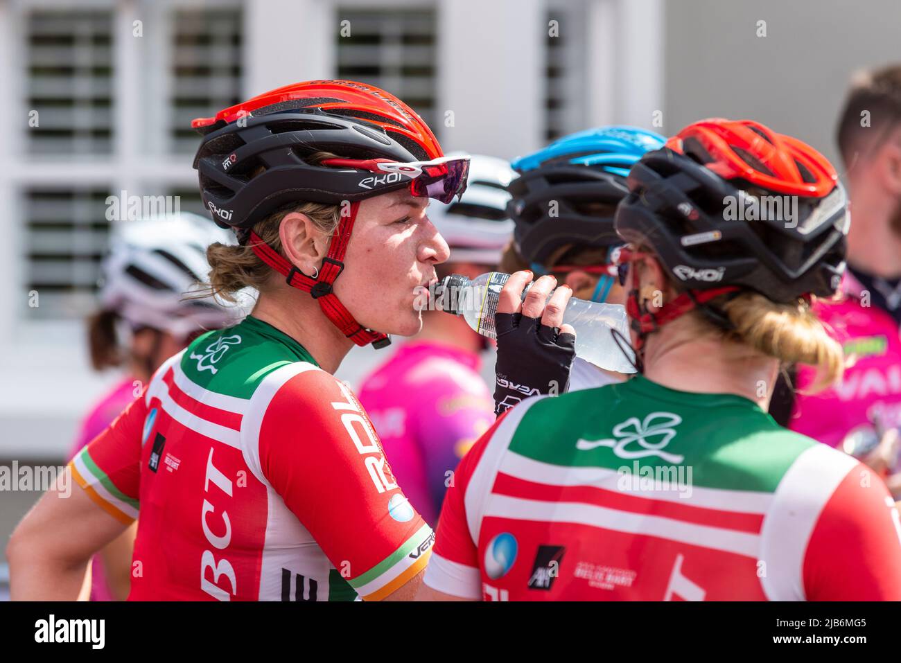 Alice Sharpe and riders of team IBCT cooling down after finishing at ...