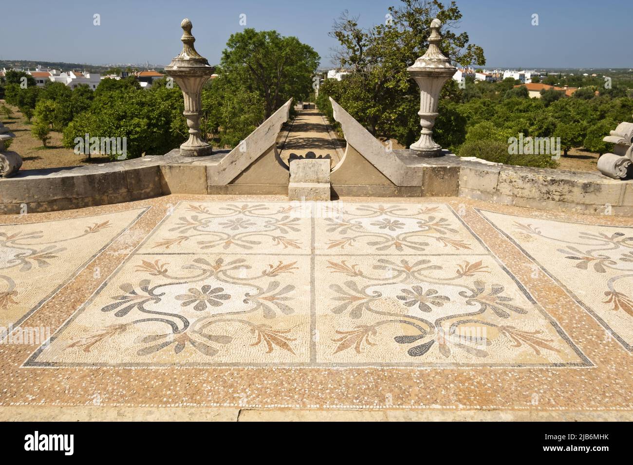 architectural details and mosaic of a palace in Estoi, Algarve ...