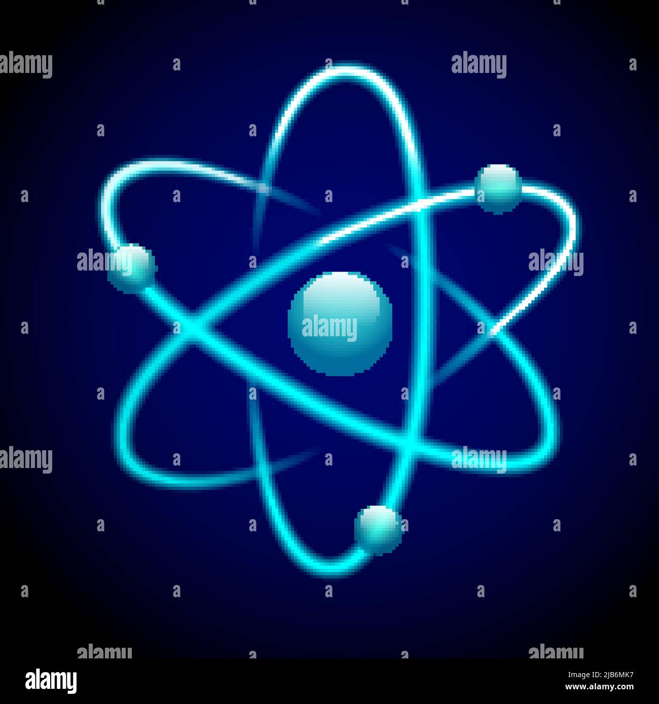 Atom 3d blue abstract nuclear structure science model symbol vector ...