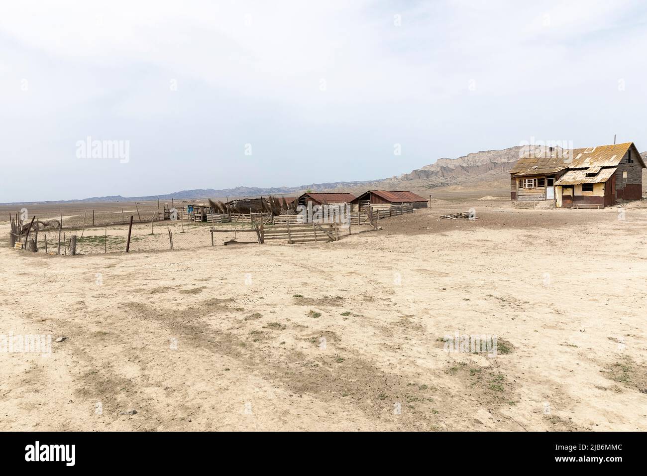 Old traditional shepherd house at the dry plain of Vashlovani national ...