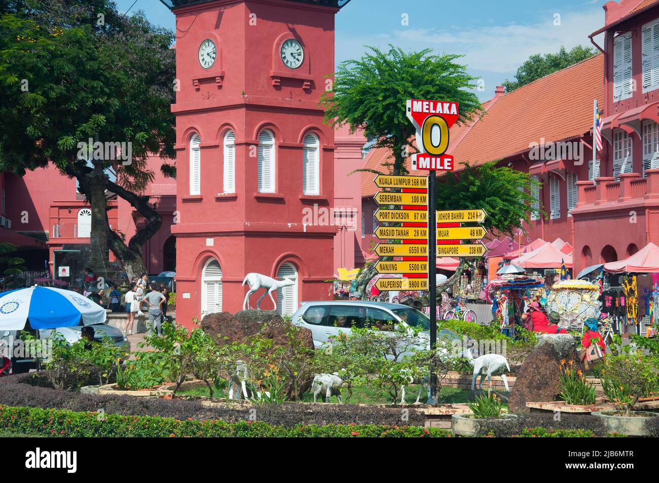 Melaka, Malaysia. August 17, 2017. the historic clock tower near christ ...
