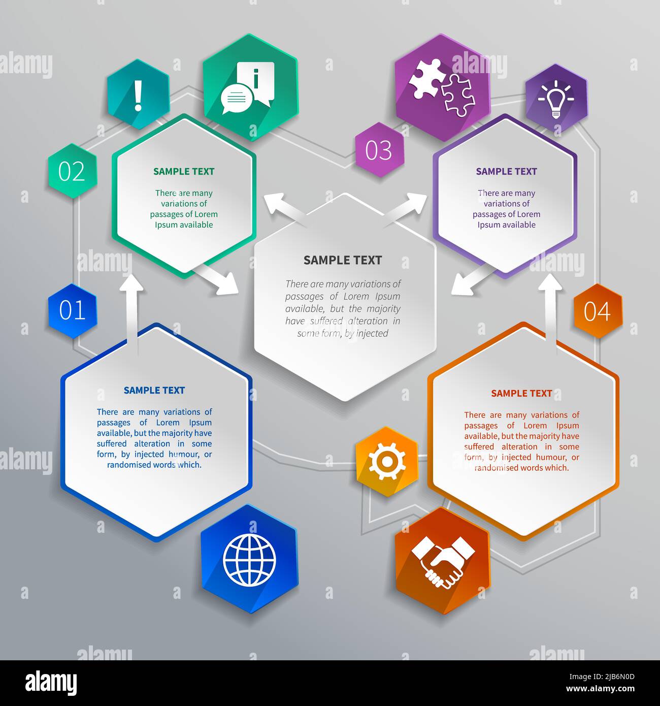 Abstract paper hexagons geometric shape infographics with business ...