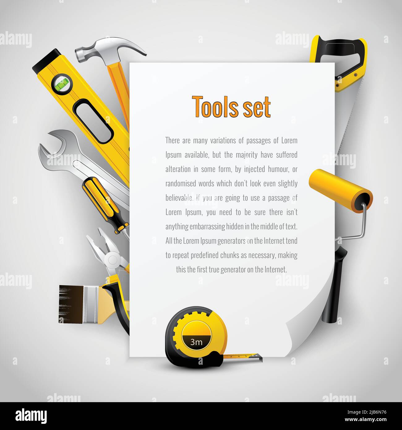 Realistic carpenter tools background frame with hammer saw pliers ...