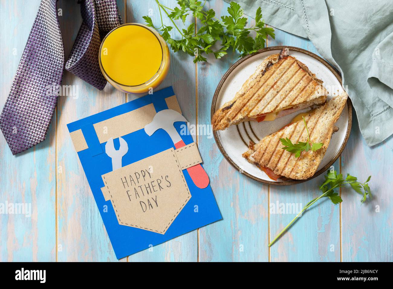 Celebrating Father's Day. Breakfast. Father’s Day card and home DIY ...