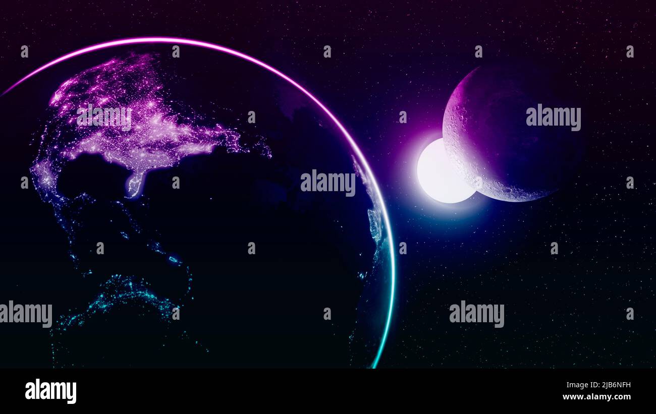 solid two-color gradient beautiful cosmic background with earth and ...