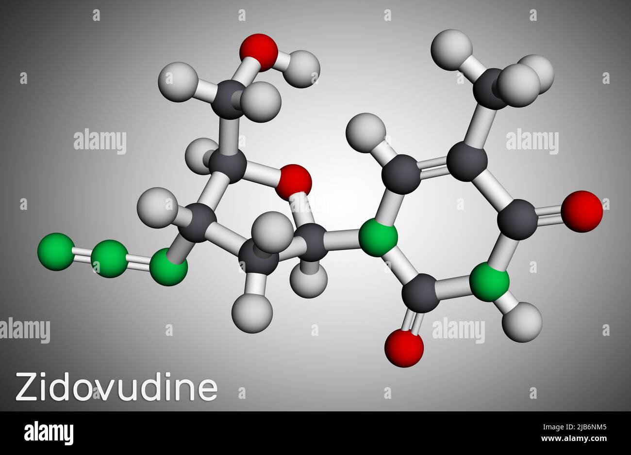 Zidovudine, ZDV, azidothymidine, AZT molecule. It is synthetic ...