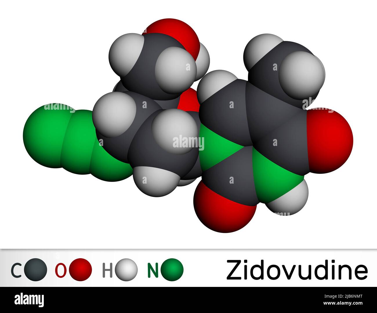 Zidovudine, ZDV, azidothymidine, AZT molecule. It is synthetic ...