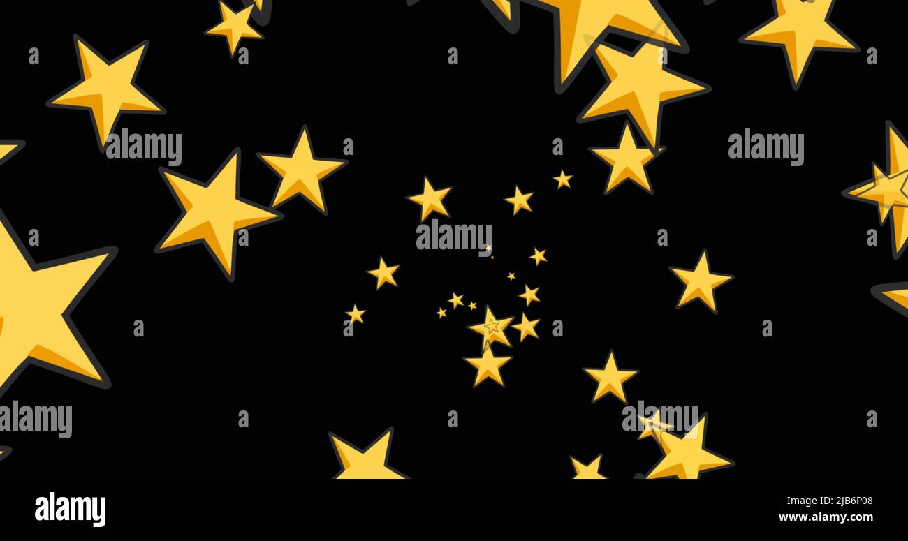 Image of gold stars moving and flashing on black background Stock Photo ...