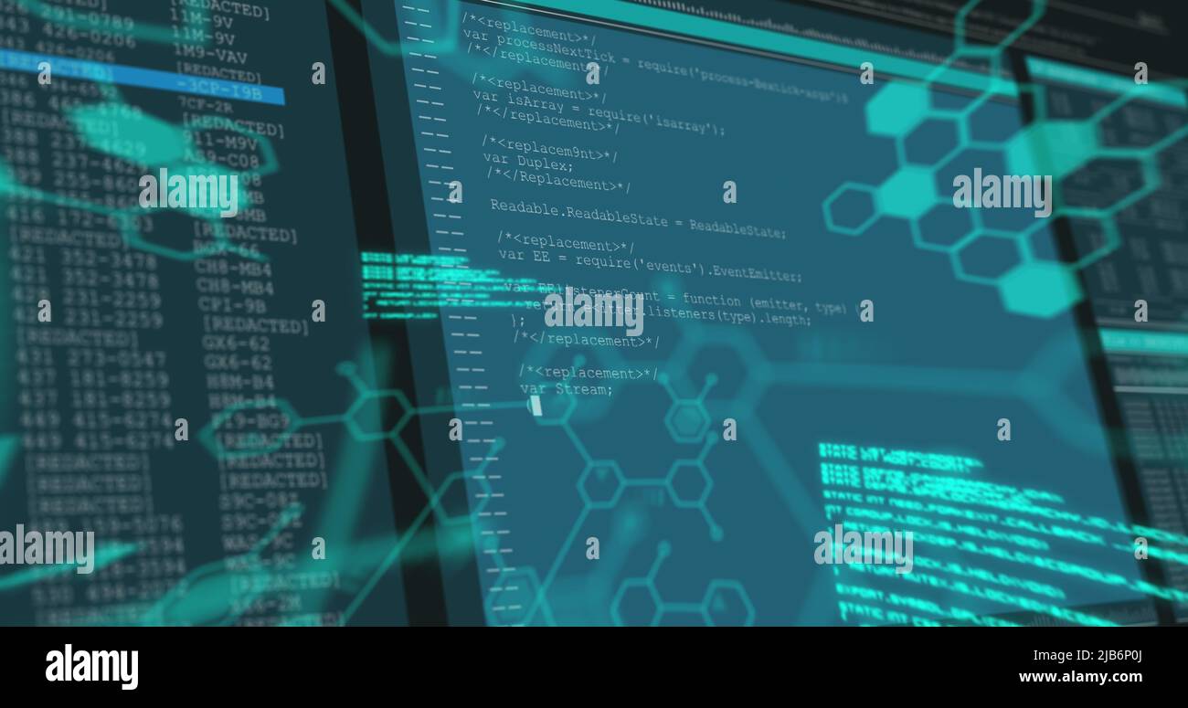 Image of shapes over data processing Stock Photo - Alamy