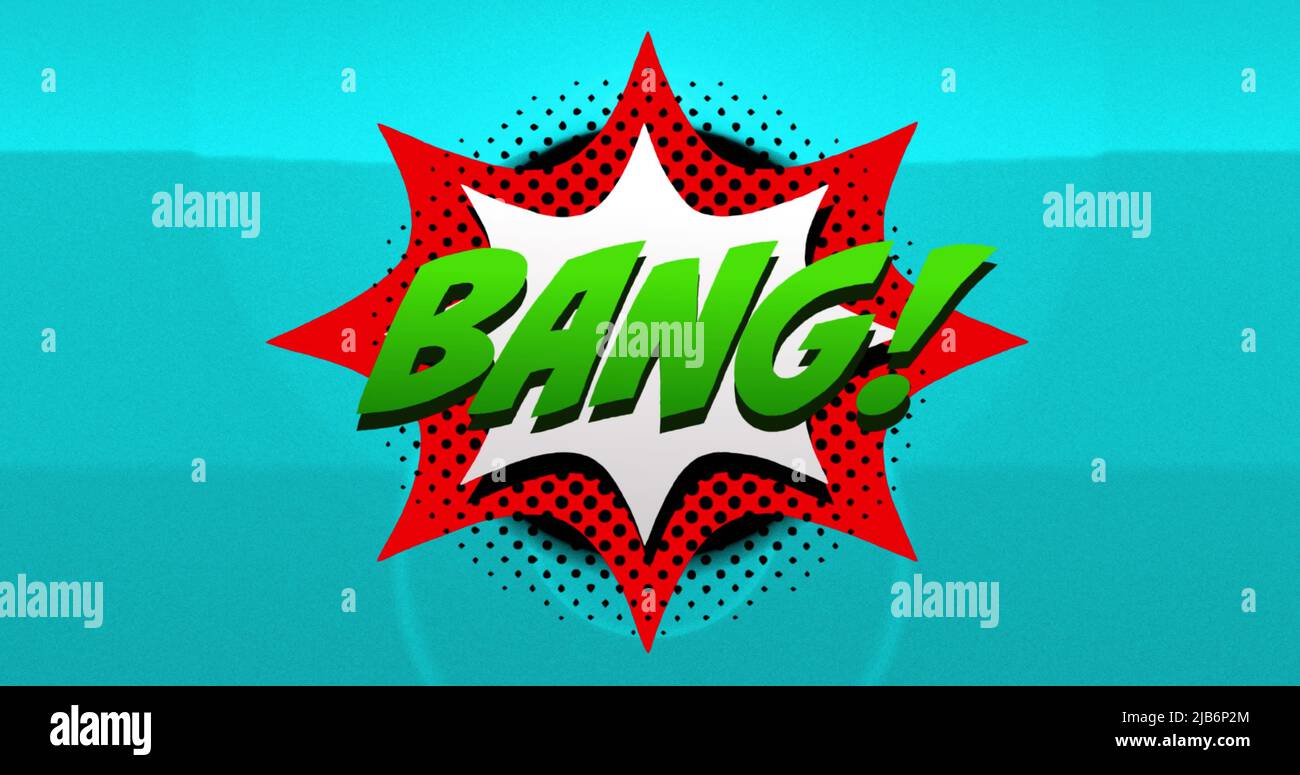 Image of bang text over colorful circles on black background Stock ...