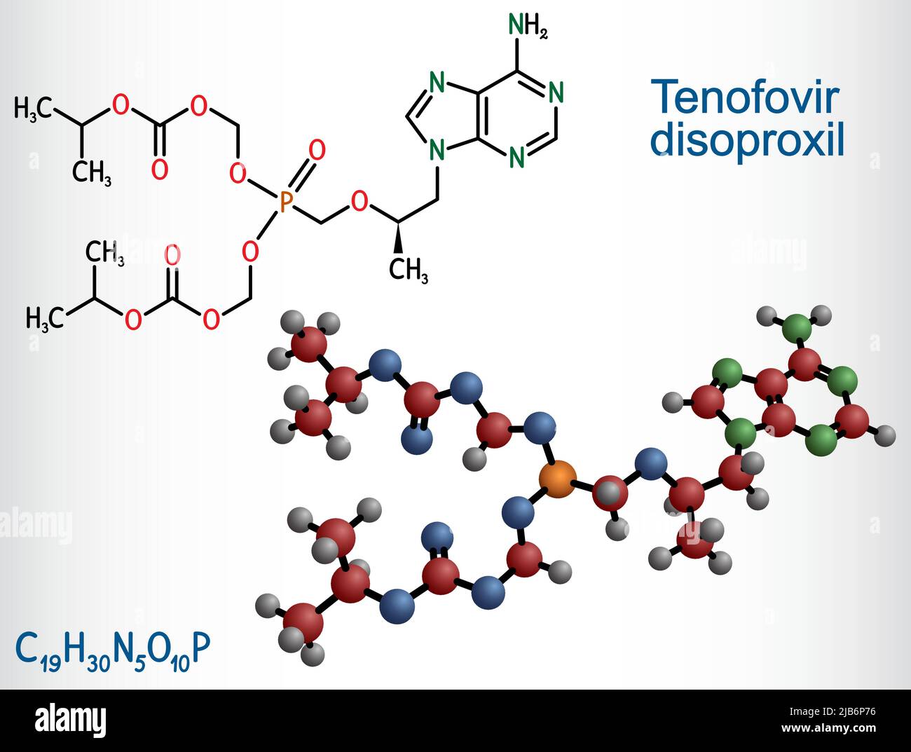 Tenofovir disoproxil molecule. Used in the treatment of hepatitis B and ...
