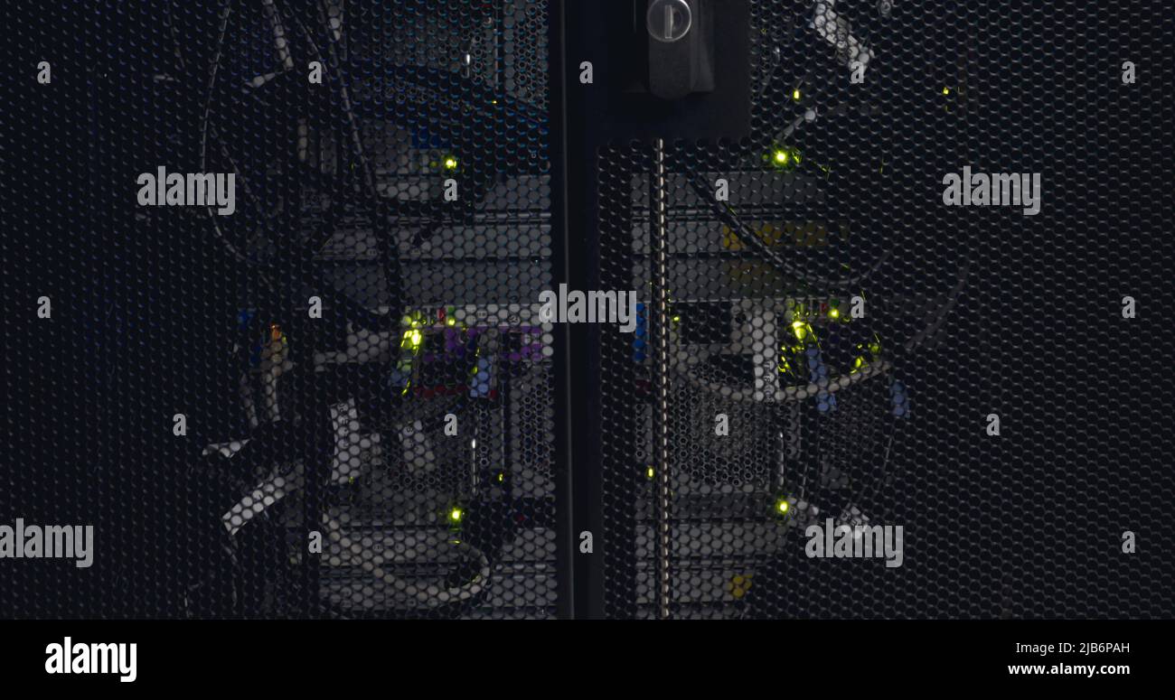 Image of close up of purple and green lights in computer server Stock ...