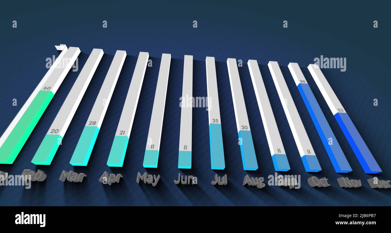 Image of graph and months on navy background Stock Photo - Alamy