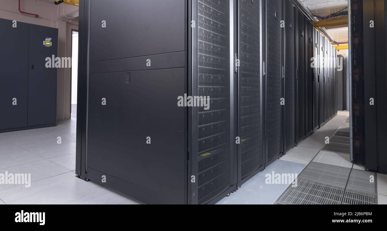 Image of empty corridor with rows of computer servers Stock Photo - Alamy