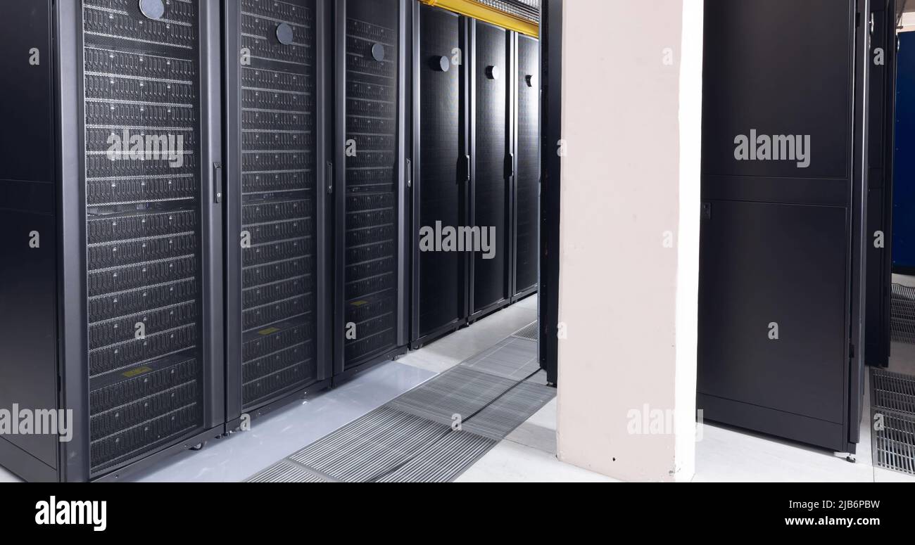 Image of empty corridor with rows of computer servers Stock Photo - Alamy