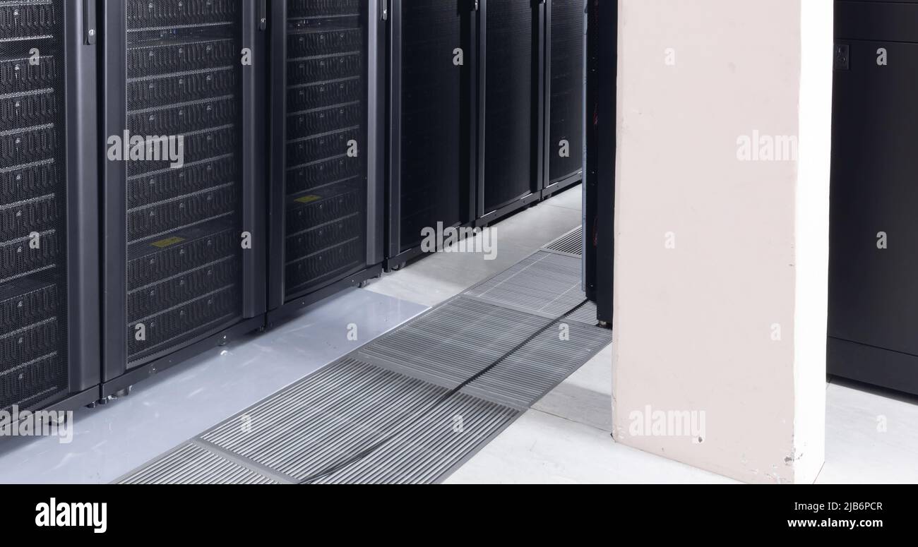 Image of empty corridor with rows of computer servers Stock Photo - Alamy