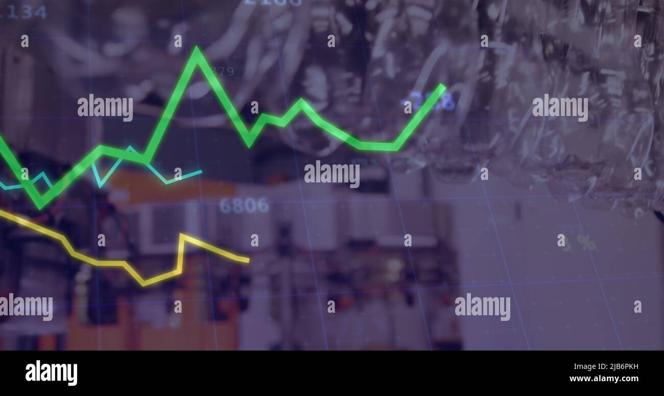 Image of financial data processing over plastic bottles Stock Photo - Alamy