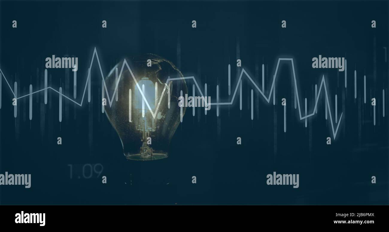 Image of financial data processing over light bulb Stock Photo - Alamy