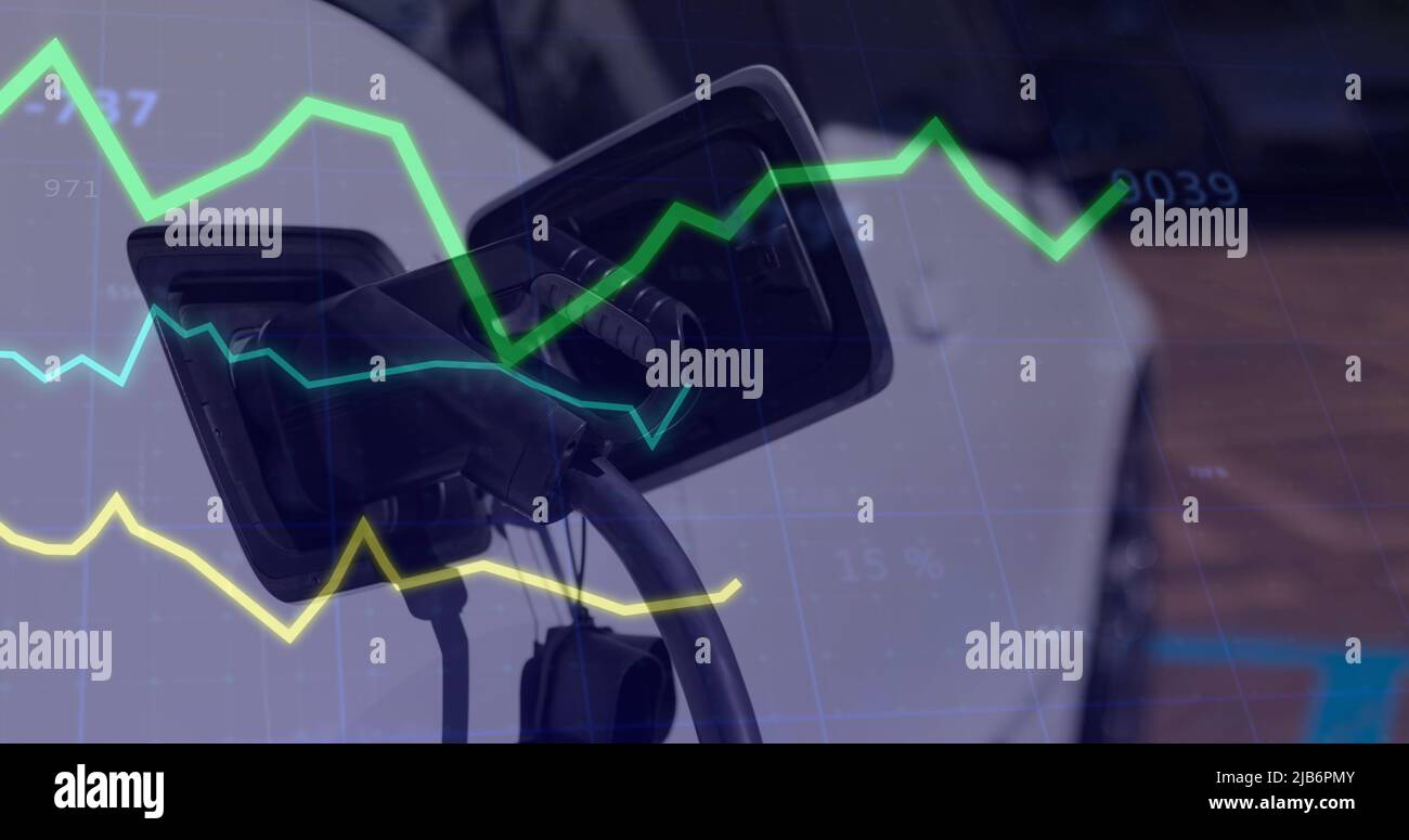 Image of financial data processing over refueling car Stock Photo - Alamy