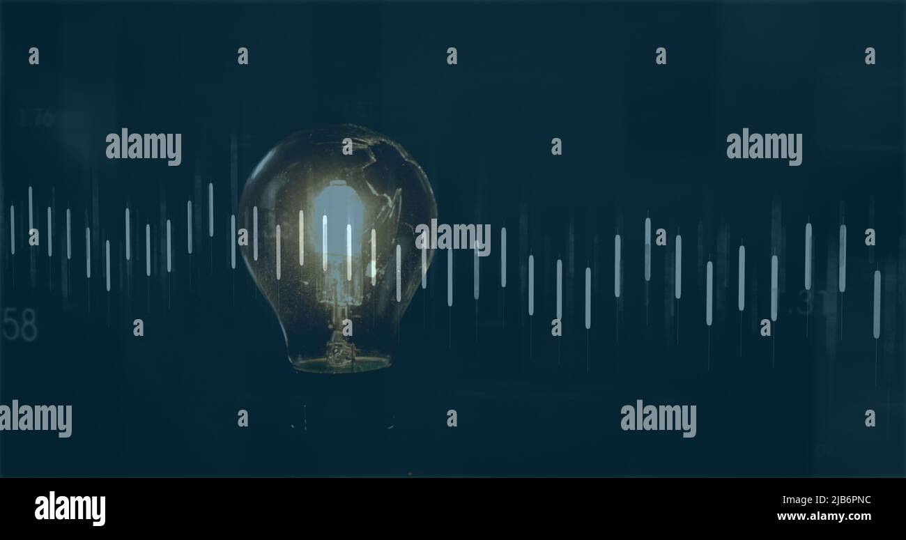 Image of financial data processing over light bulb Stock Photo - Alamy