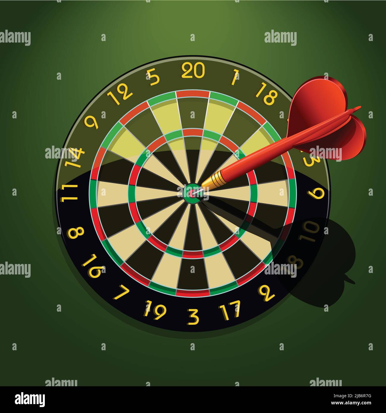 Dartboard with dart in the center concept goal achievement vector ...