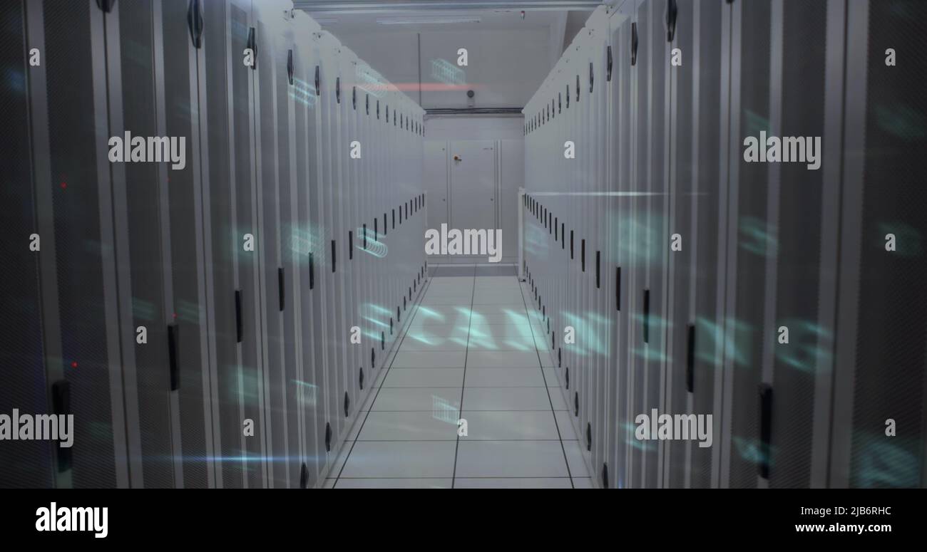 Image of cyber attack warning text and numbers processing over computer servers Stock Photo - Alamy
