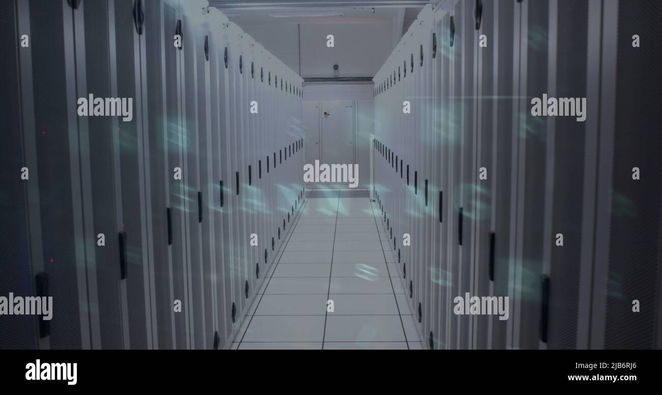 Image of cyber attack warning over server room Stock Photo - Alamy