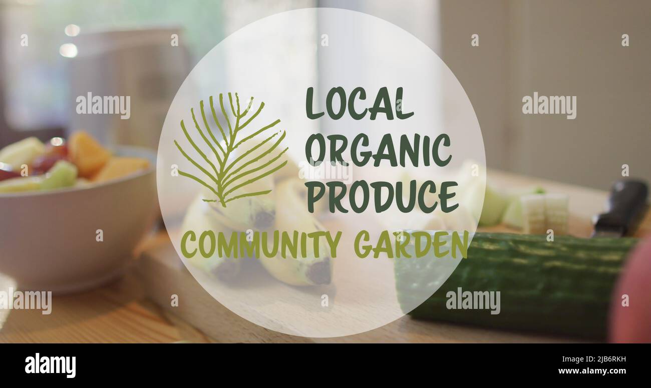 Image of organic produce text with fresh food Stock Photo - Alamy