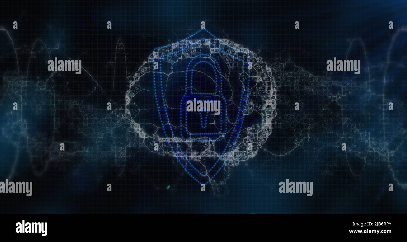 Network of connections forming a human brain against security padlock ...