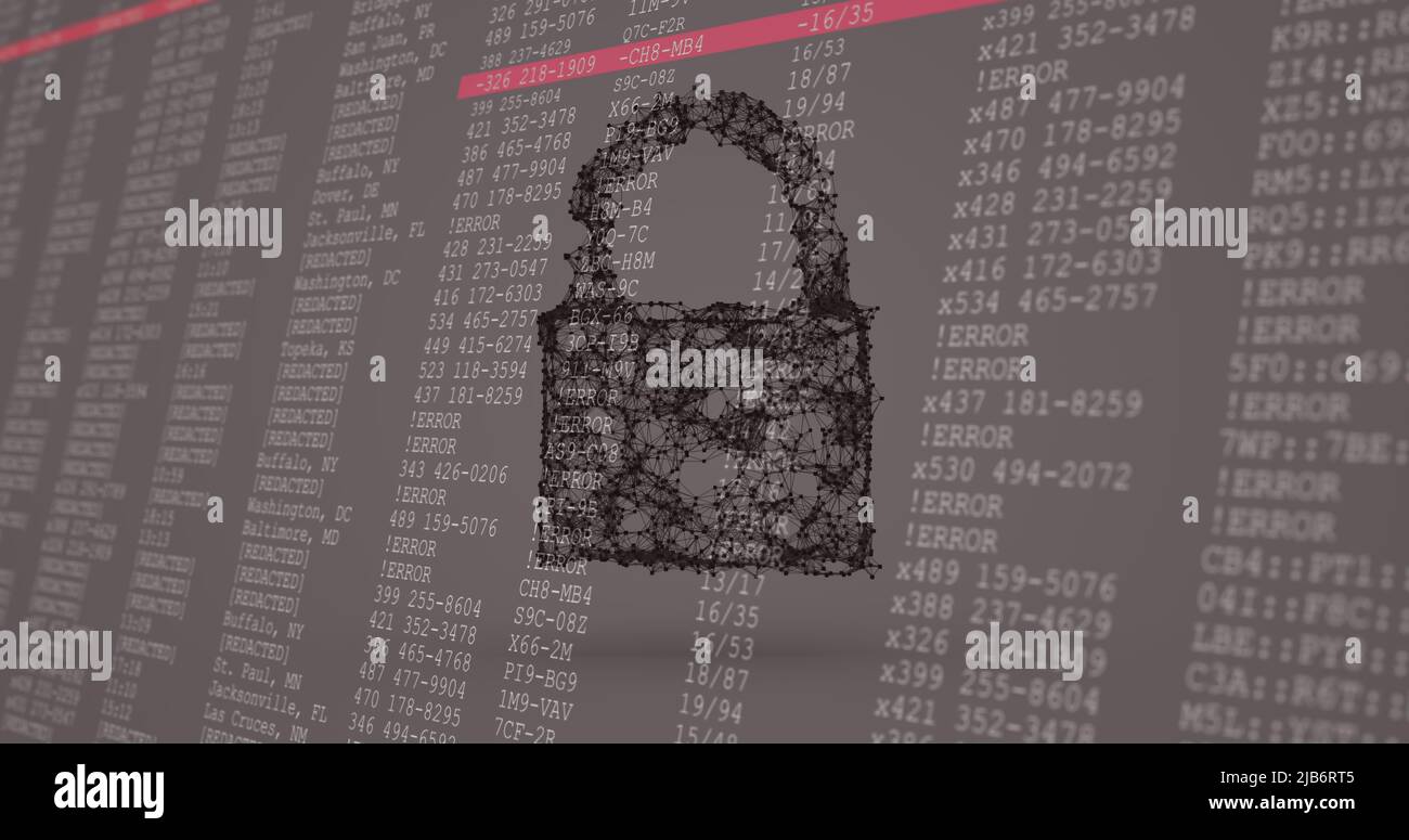 Digital image of security padlock icons against computer data ...