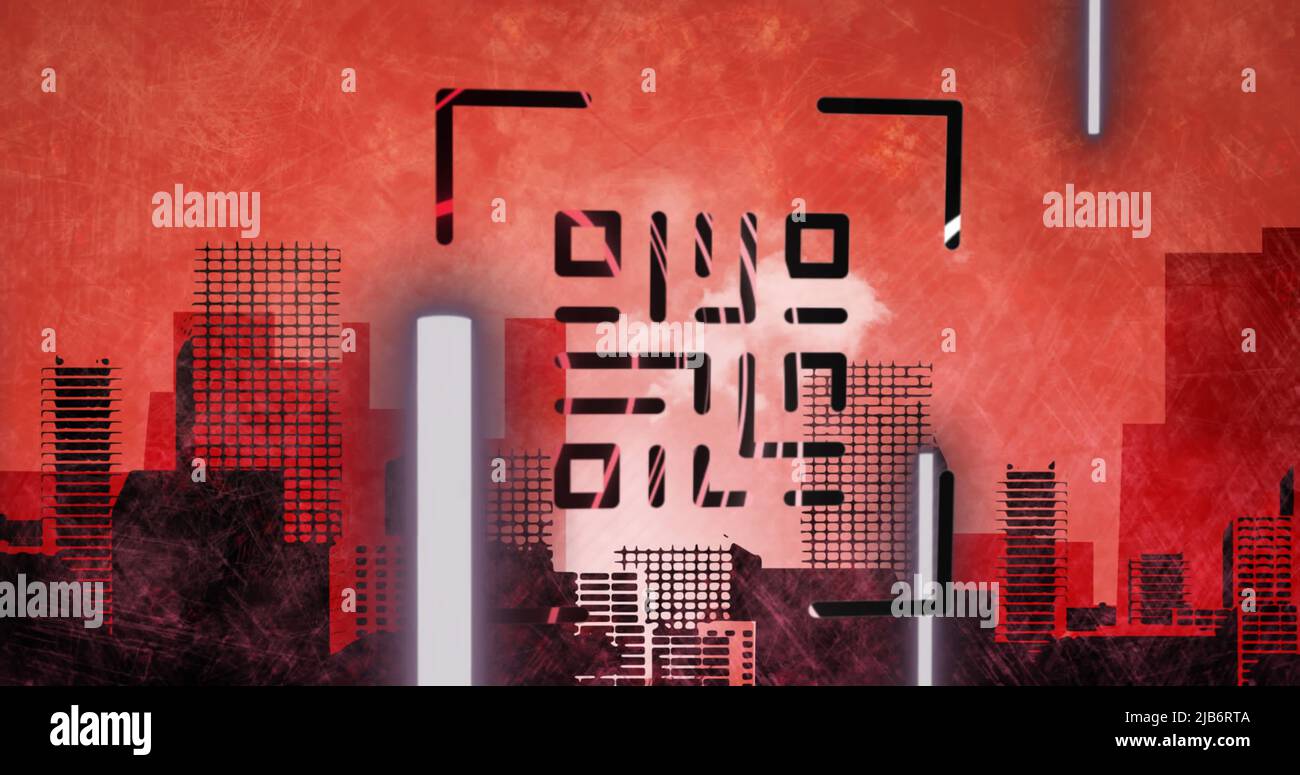 Image of qr code over red cityscape background Stock Photo - Alamy