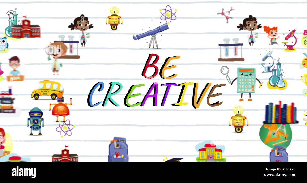 Image of be creative text and colorful icons Stock Photo - Alamy