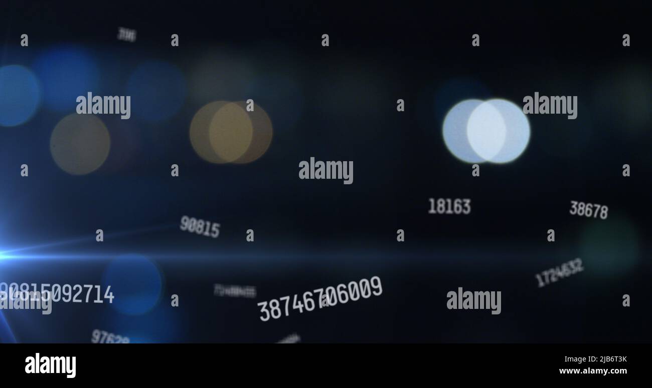 Image of colourful spots over numbers Stock Photo - Alamy