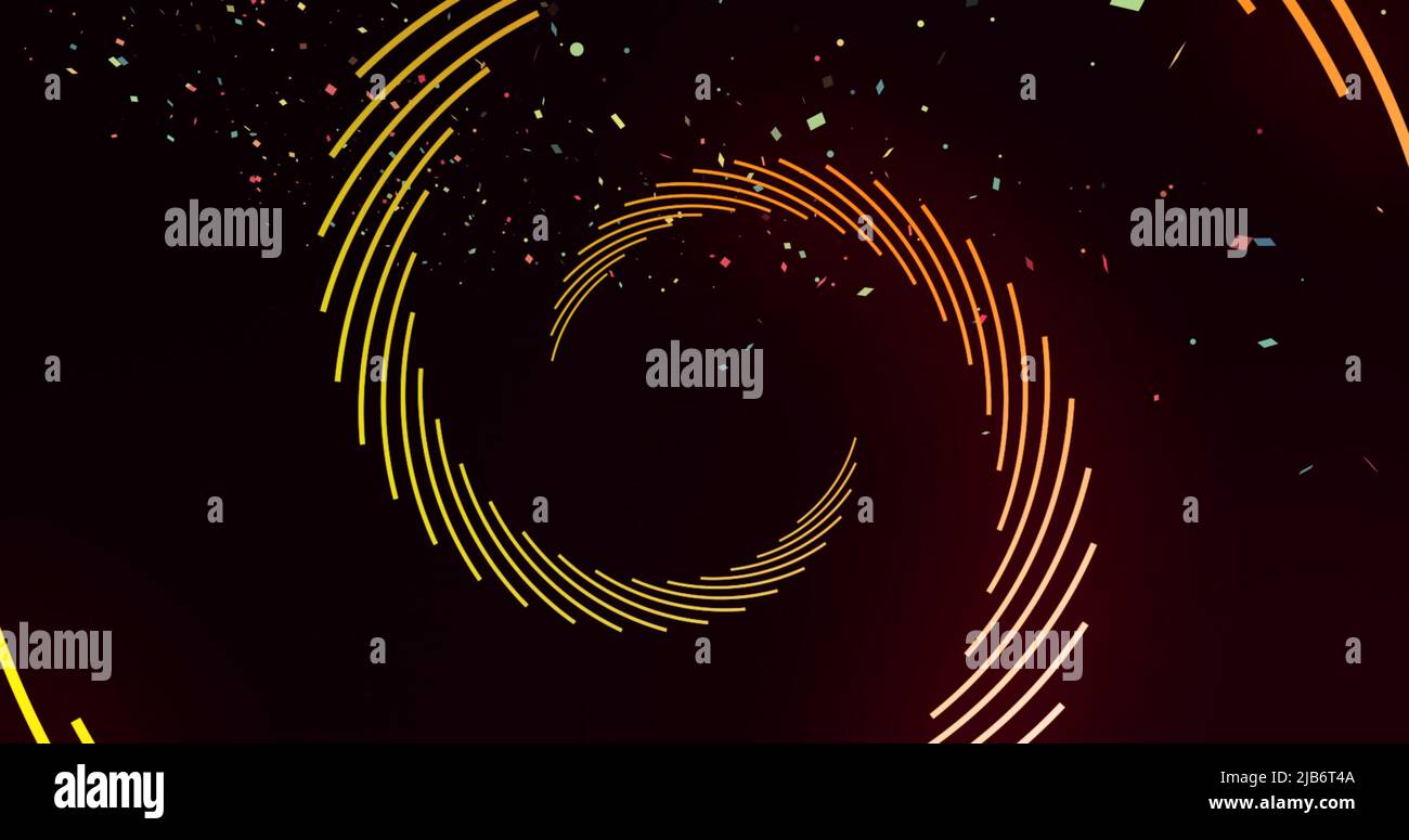 Image of lights and geometrical shapes over black background Stock ...