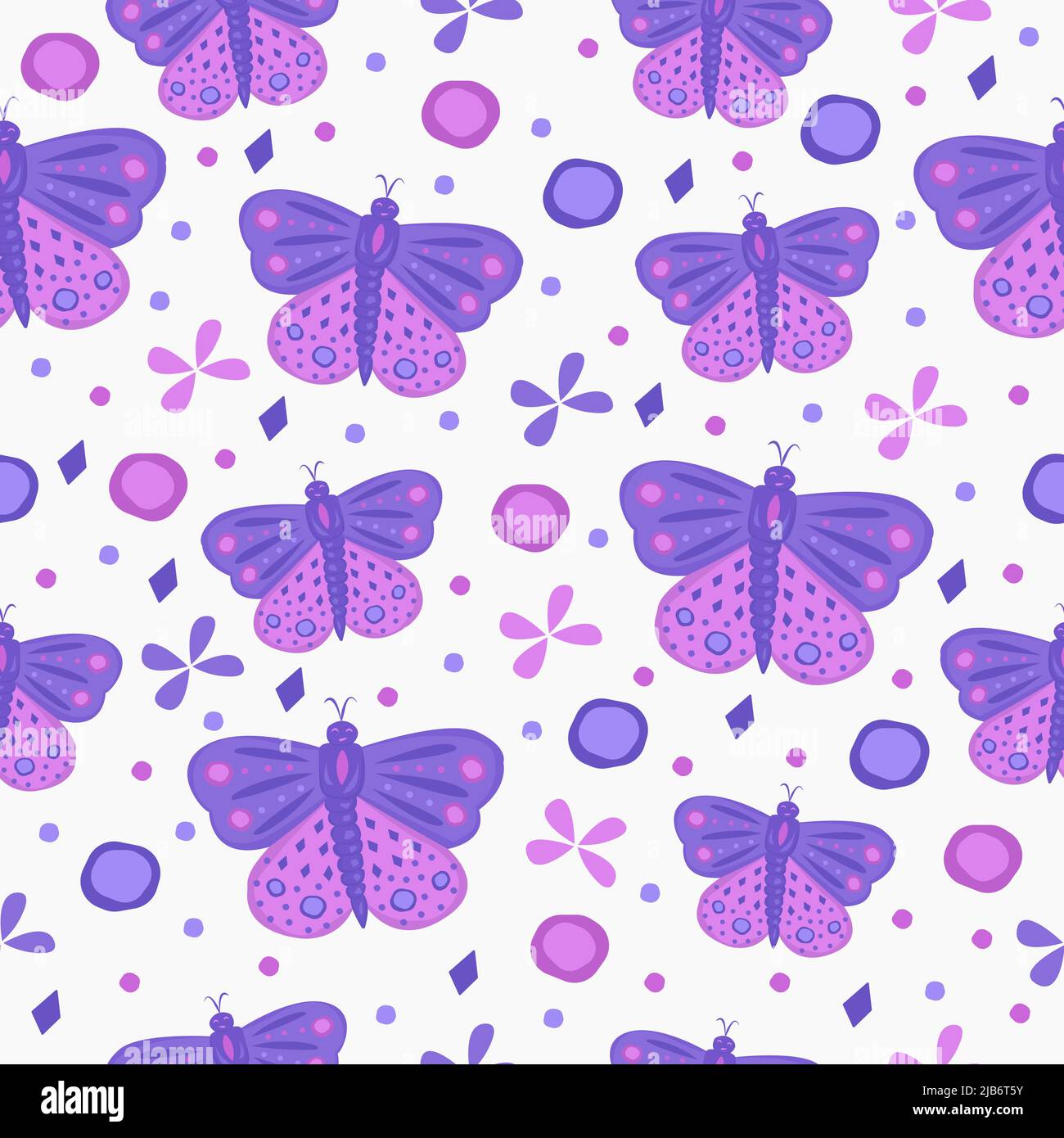 Cute violet butterflies, seamless pattern Stock Vector Image & Art - Alamy