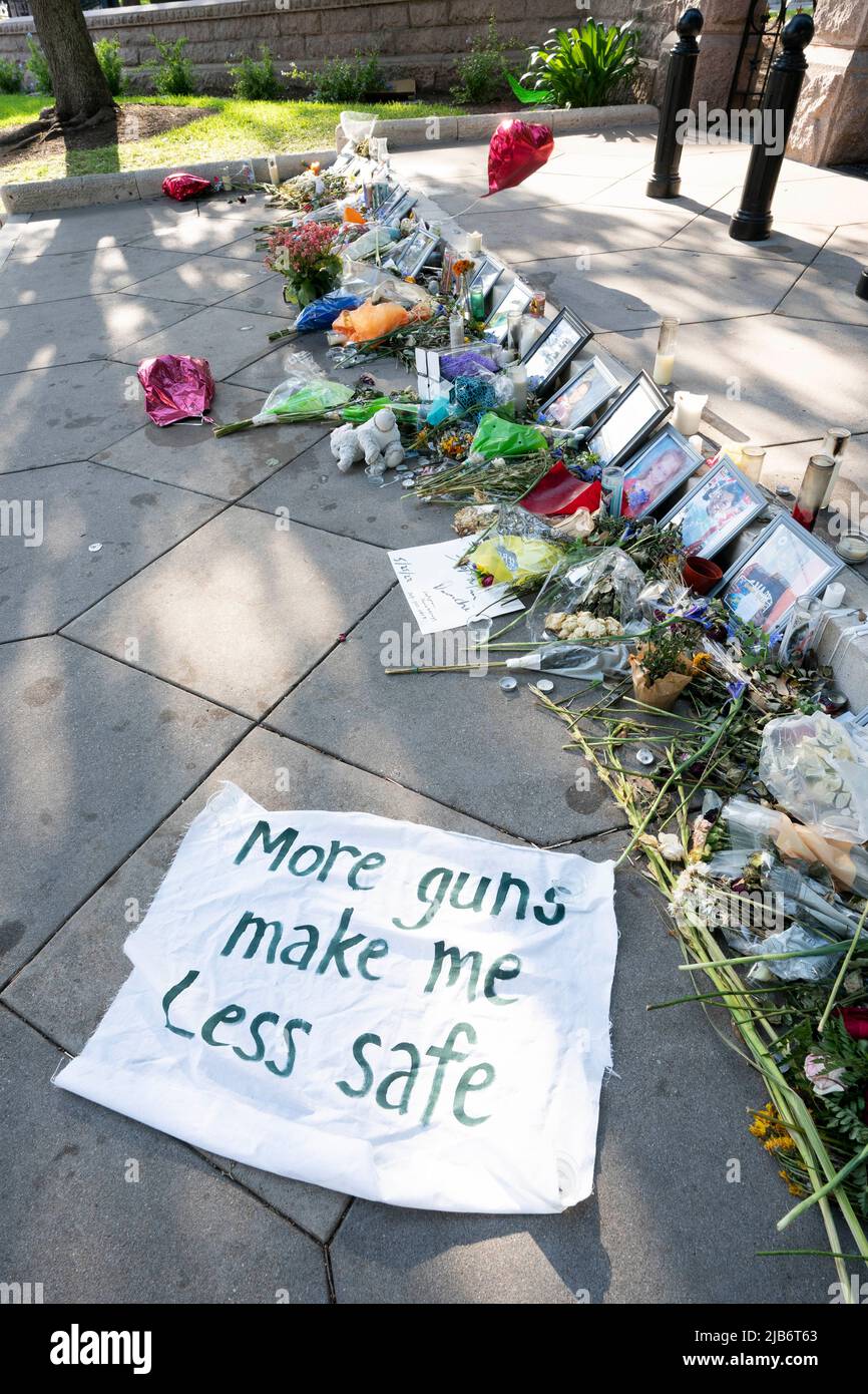 Austin Texas USA, May 30 2022: A protest sign lies on the sidewalk near ...
