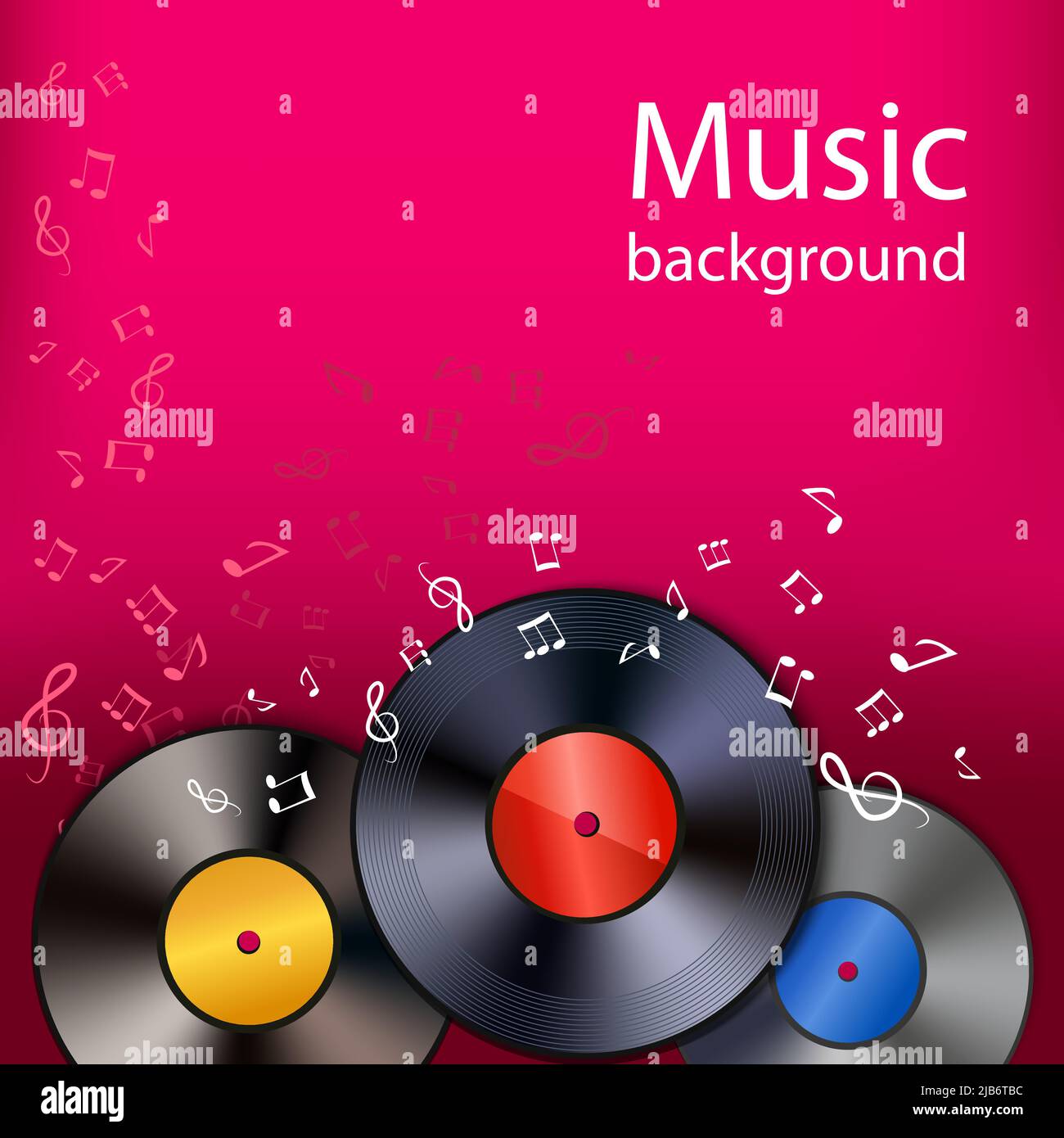 Vintage retro vinyl disks pop rock classic music background poster ...